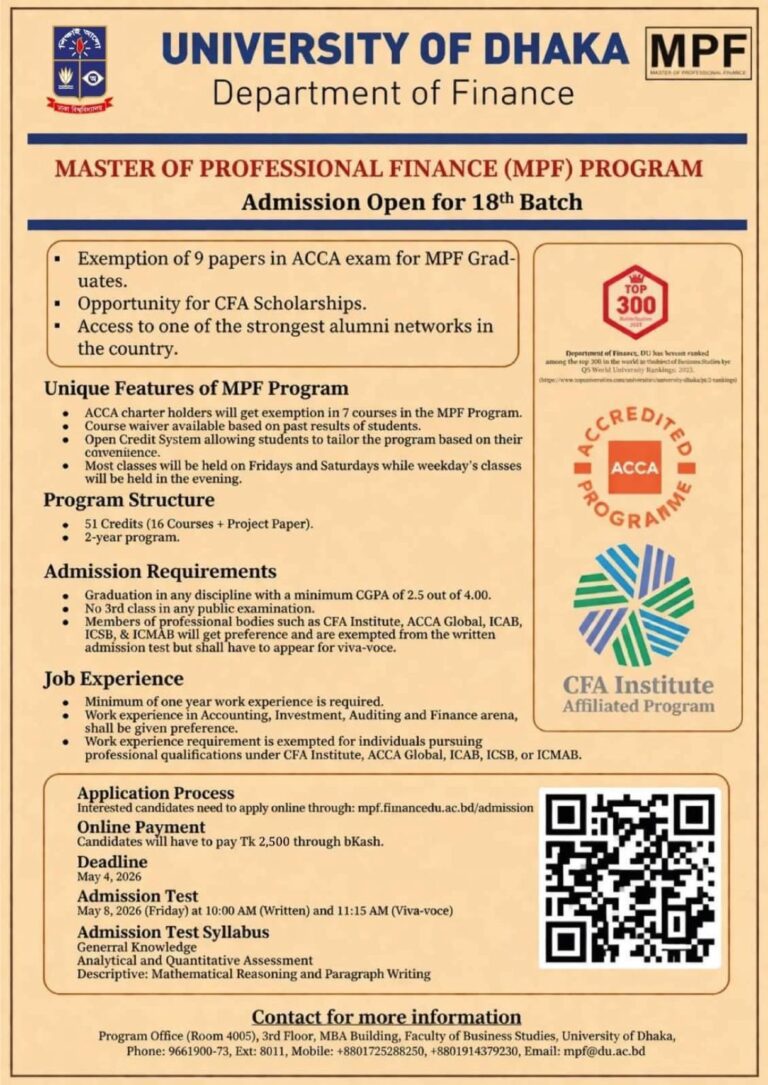 Dhaka University Masters Admission Circular 2026